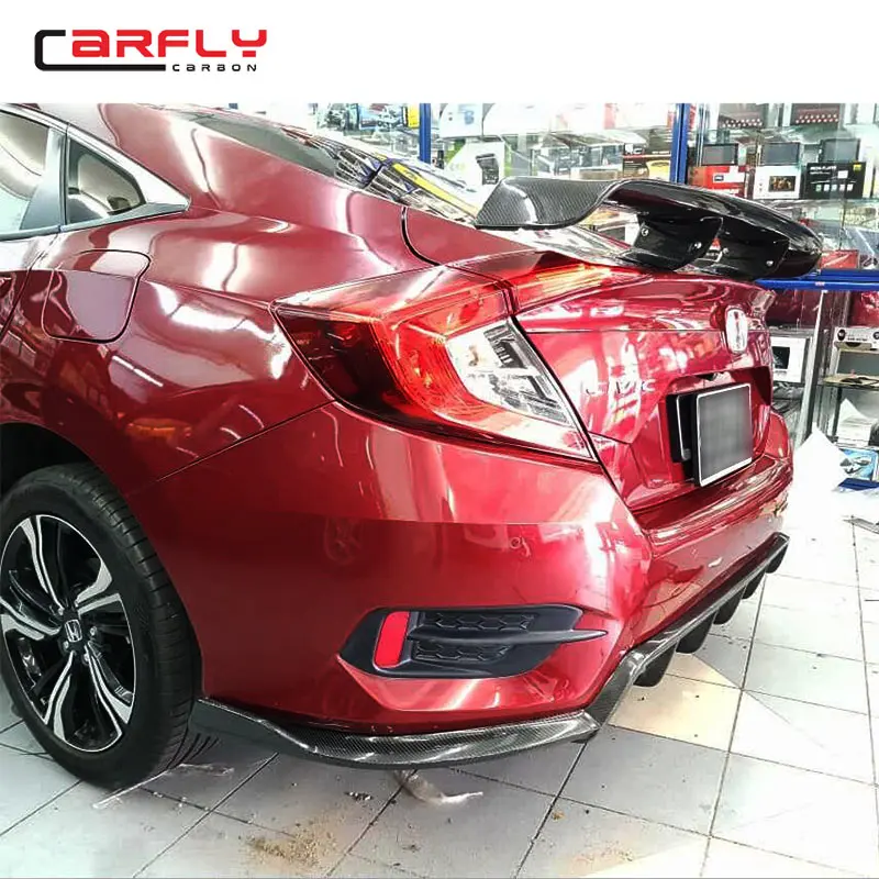 For Honda 10th Gen Civic Factory Custom Carbon Fiber Rear Bumper ...