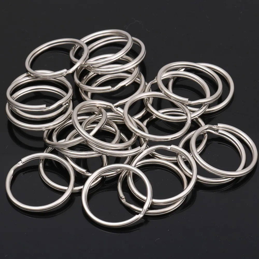 25mm Promotional Rose Gold Metal Diy Split Key Ring With Chain Keychain Ring Parts Split Key ...