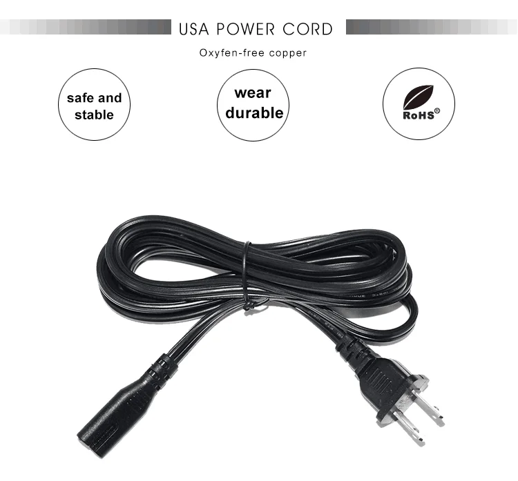 NEMA 1-15P IEC 60320 C7 Polarized Figure-8 Power Cord US Power Supply ...