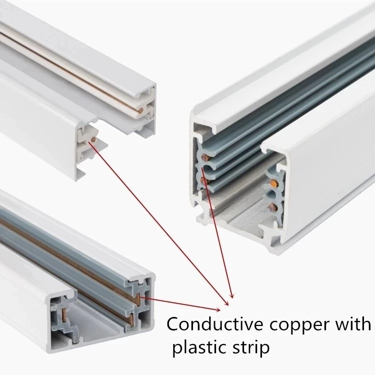 Co-extrusion Plastic Guide Rail Insert Copper Strip for LED Track COB ...