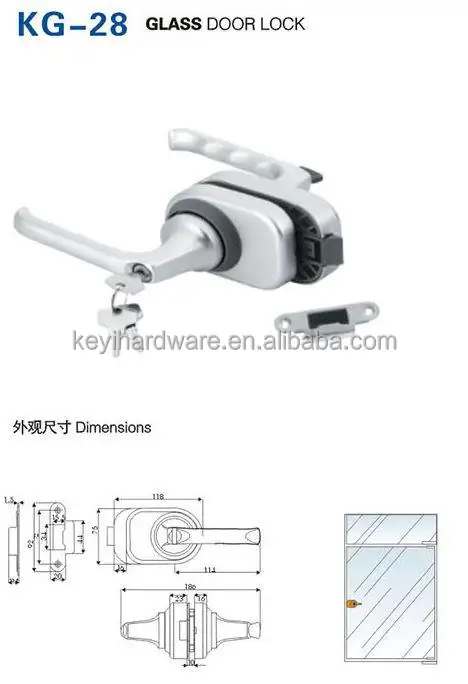 KG-28 Commercial Frameless Glass Swing Door Handle Lock Set with Lever ...
