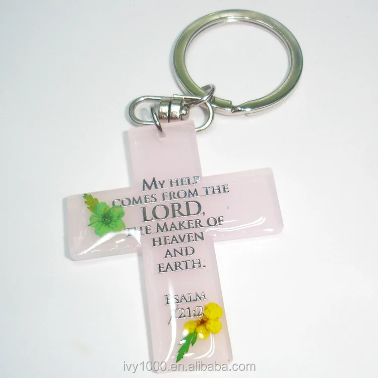 Christian Cross Bible Scripture Keychain Acrylic Multiple Color Key ...