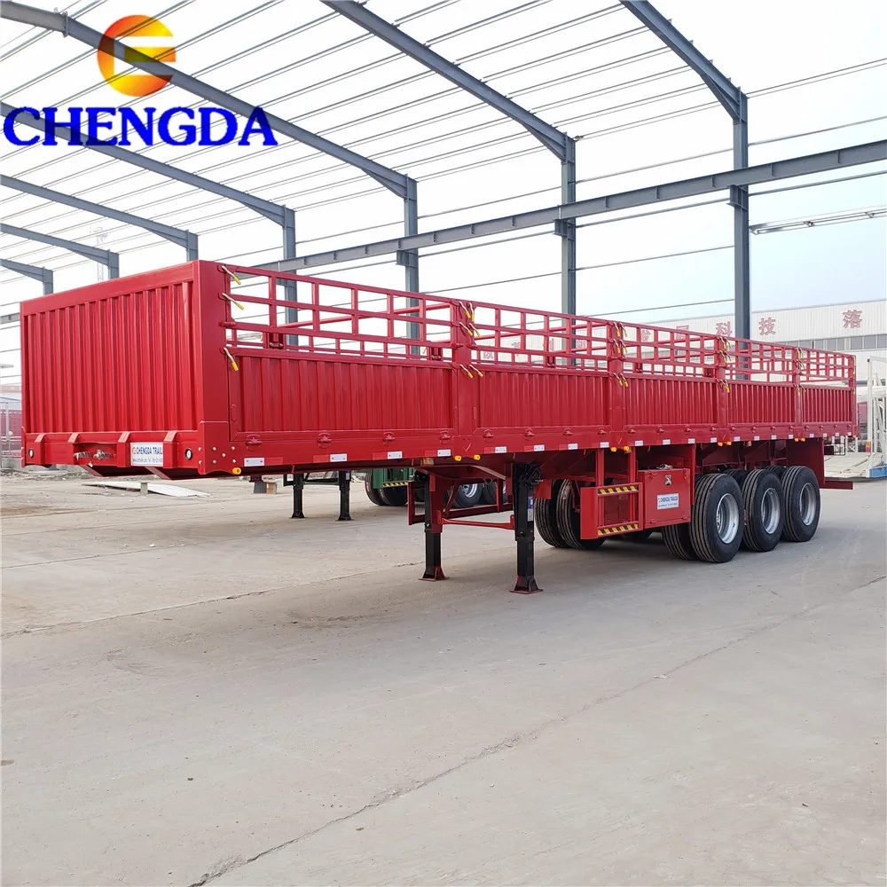 20t 40t Semi Trailer Truck 40ft Side Wall Cargo Box Trailer Flatbed ...