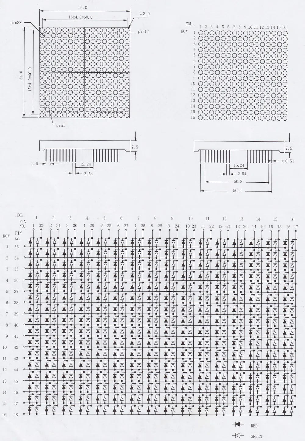 64x64mm LED Matrix - Super Red Dot Display for Advertising