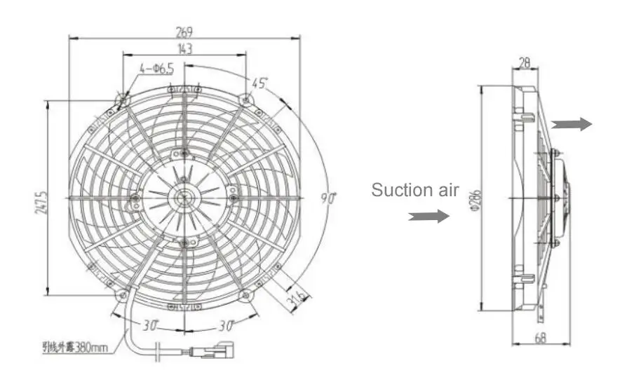 10 Inch 12V 24V Dc Motor Cooling Fan for Bus Air Condenser
