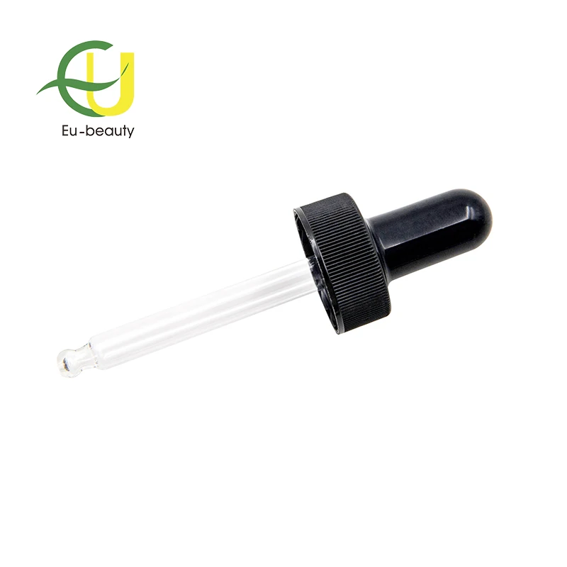28/400 Black Plastic Glass Dropper with Glass Pipette and Rubber Bulb ...