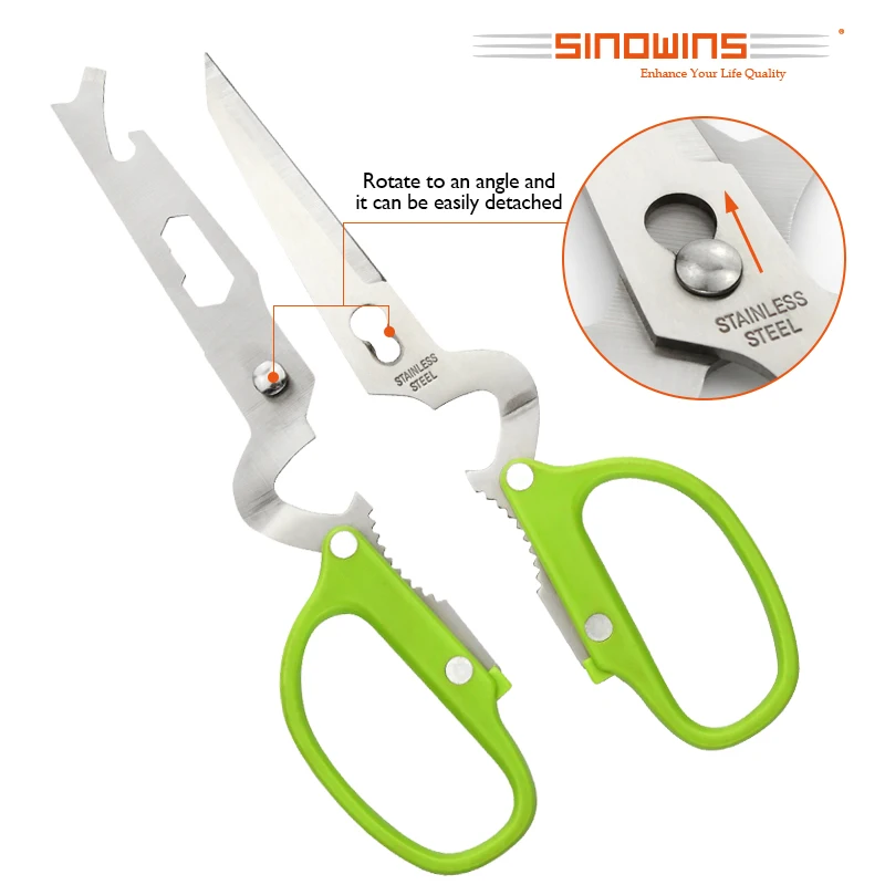 6 In 1 Multi Functional Detachable Stainless Steel Kitchen Scissors ...