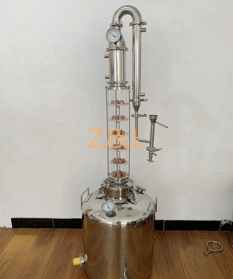 50L 100L household distiller copper column still mini distillery ...