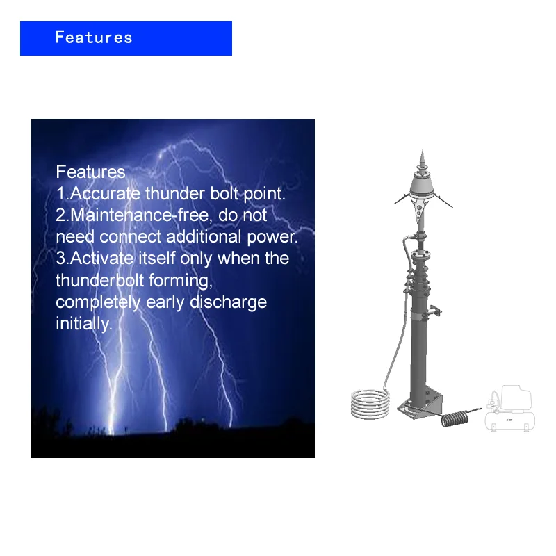 Active Lightning Protection System - Dikai Lightning Rods