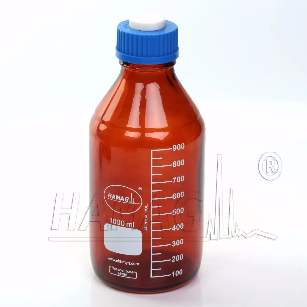 1000ml amber Reagent Bottle mobile phase glass bottle for solvent ...