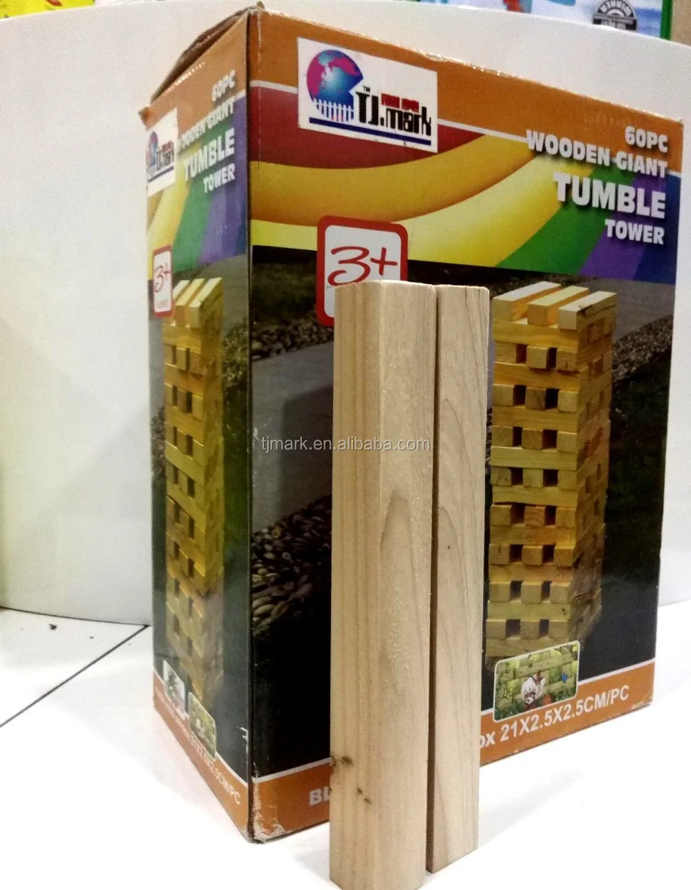 Wooden Giant Tumbling Tower Block Game Set 60 Pc For All Age Outdoor Or ...