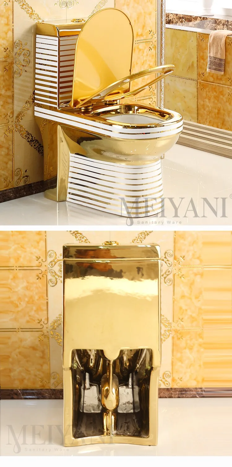 Luxury Design Bathroom Golden Wc One Piece Siphoinc Flushing Gold ...