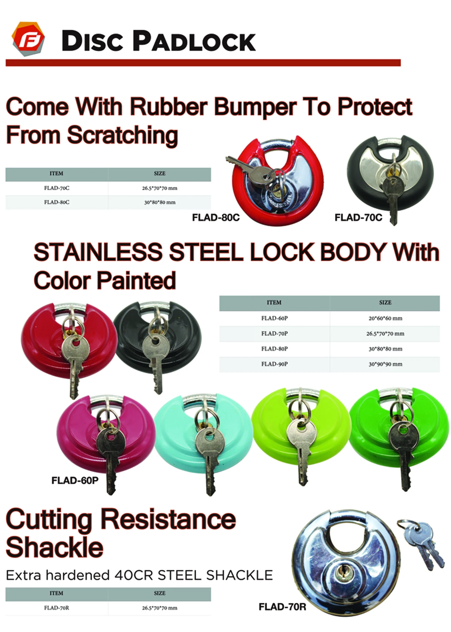 USA Waterproof Self Storage Door Stainless Steel Disc Lock 70mm