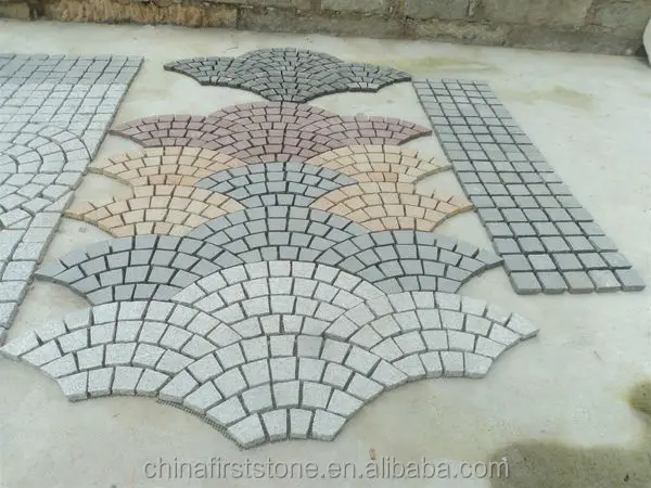 Black Basalt Paver Stone Fan Shape - Durable Meshed Pavement