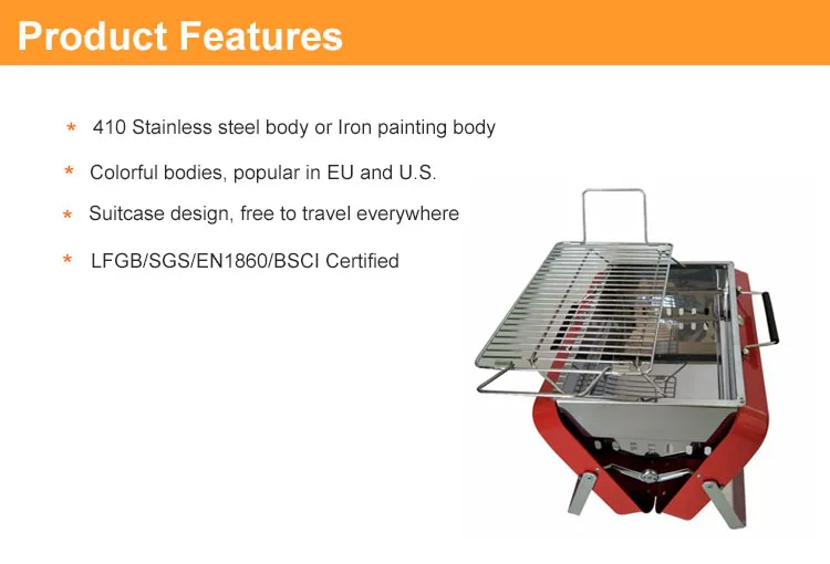 Outdoor Tabletop Charcoal Barbecue Grill Folding Portable Briefcase Bbq ...
