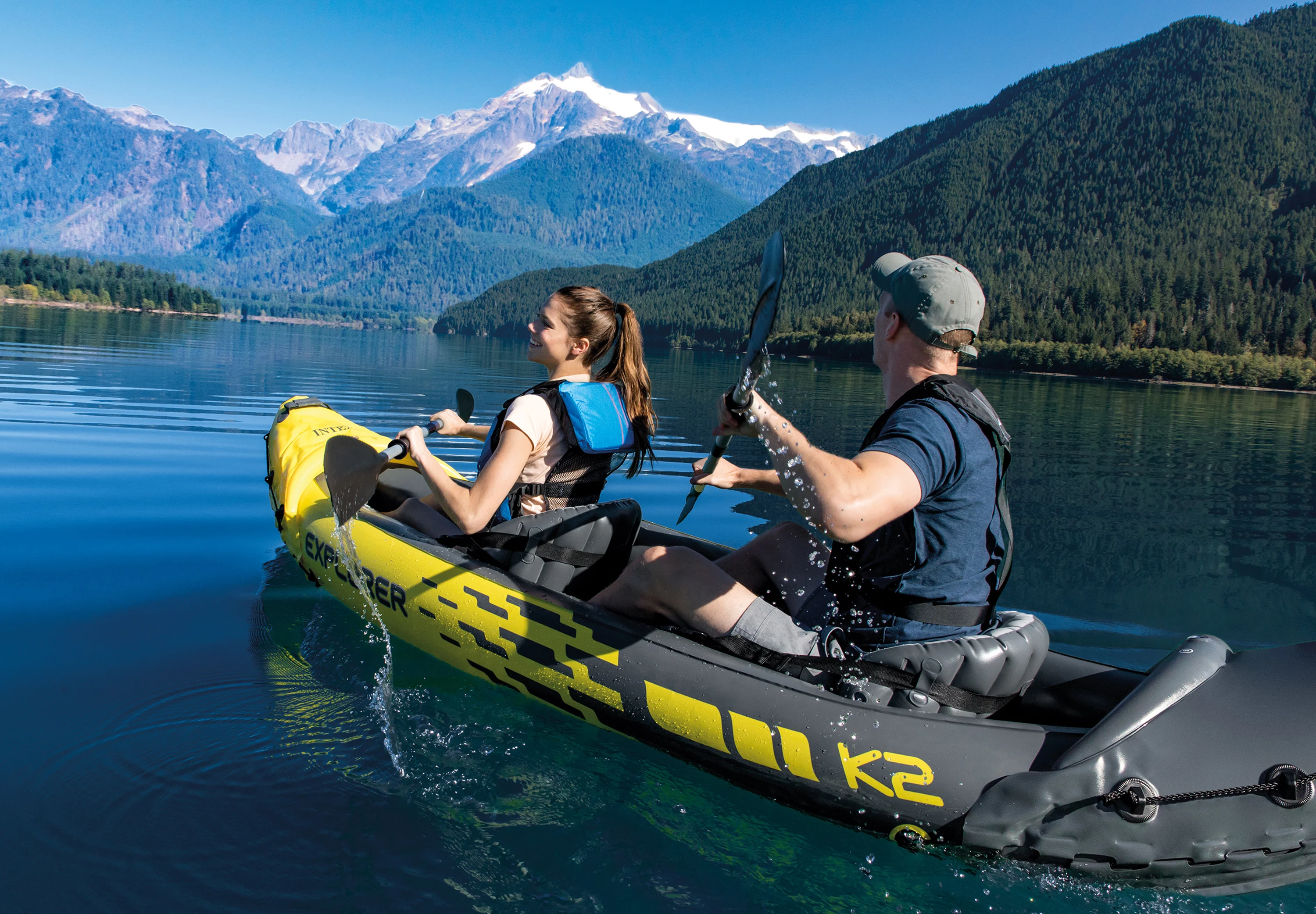 Intex K2 Kayak - 2-Person Inflatable Boat for Fishing