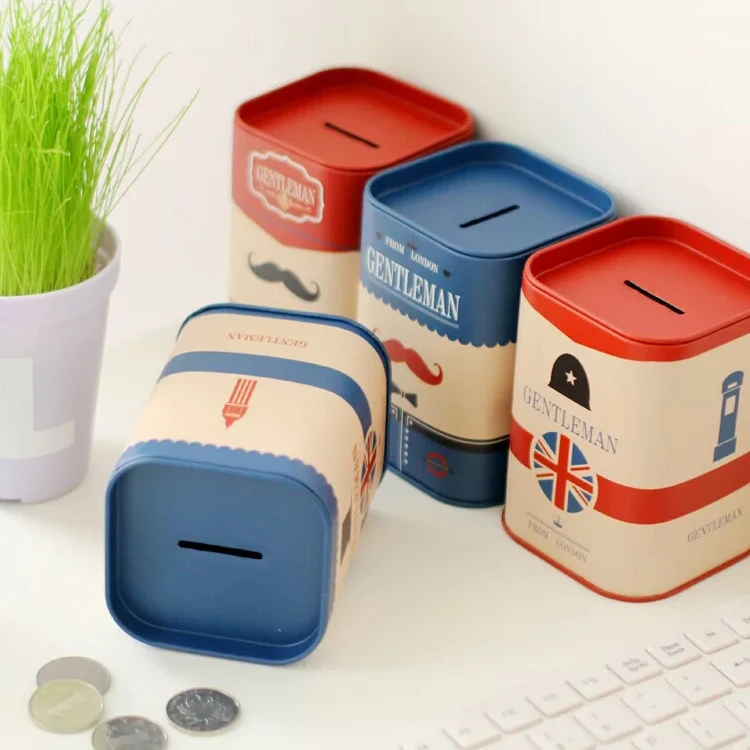 Promotional Custom Metal Square Piggy Bank Box Money Saving Tin Can ...