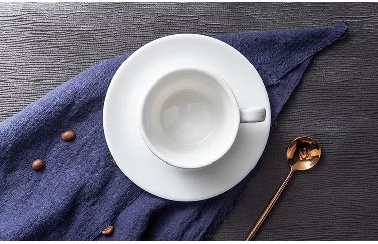 Custom Plain White Ceramic Espresso Cup & Saucer Set