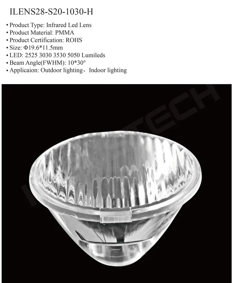 Led Lens Injection 10x30 Dual Angle 20mm Diameter Acrylic Lens for ...
