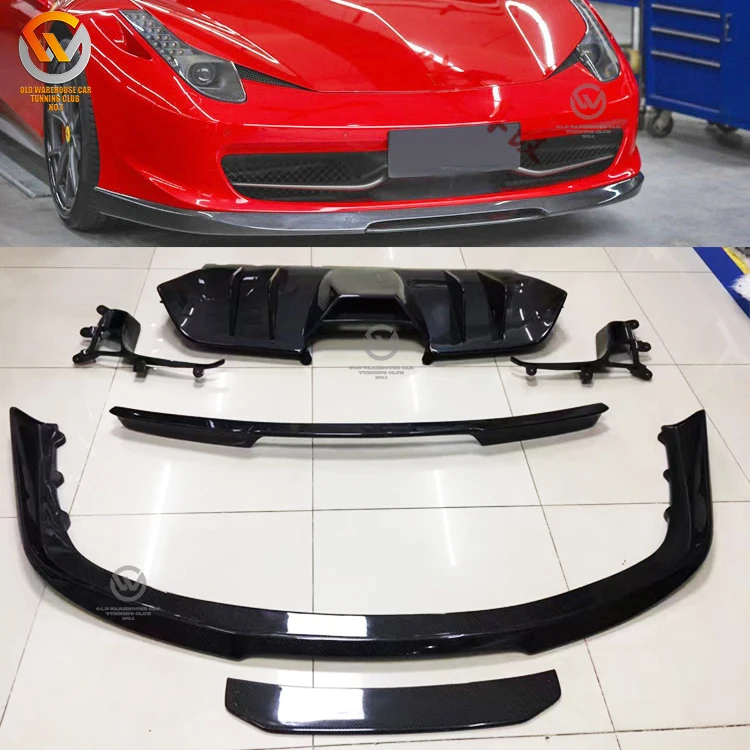 Carbon Body Kit for Ferrari 488 Front Splitter Lip Side Skirts Diffuser ...