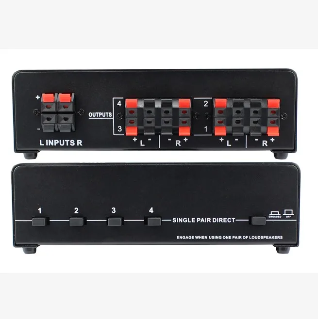 4 Zone Channel Speaker Switch Selector 4 way AV RCA Stereo Audio Switch ...
