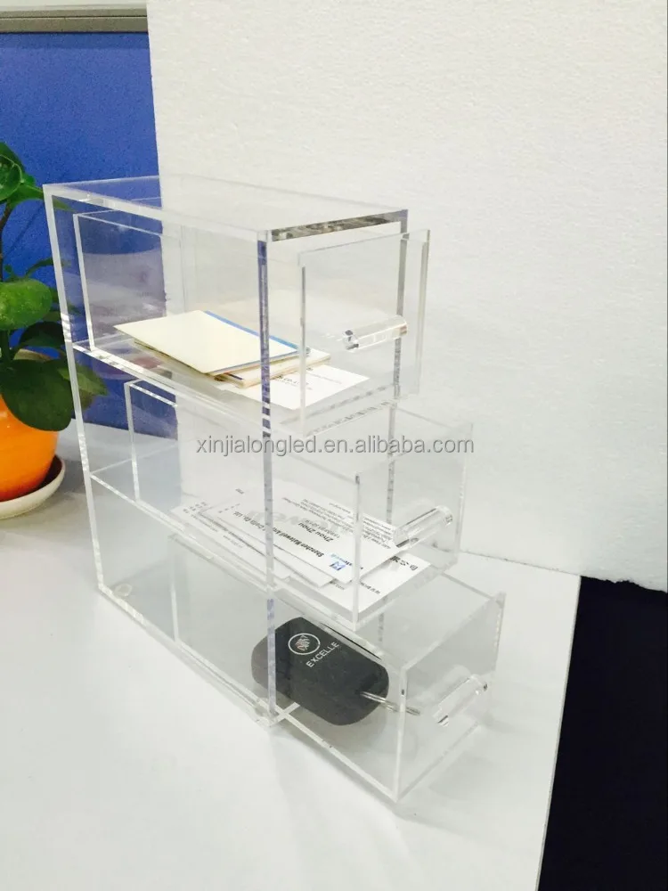 See Through Clear 3 Tier Lucite Perspex Organizer Box Acrylic Desktop ...