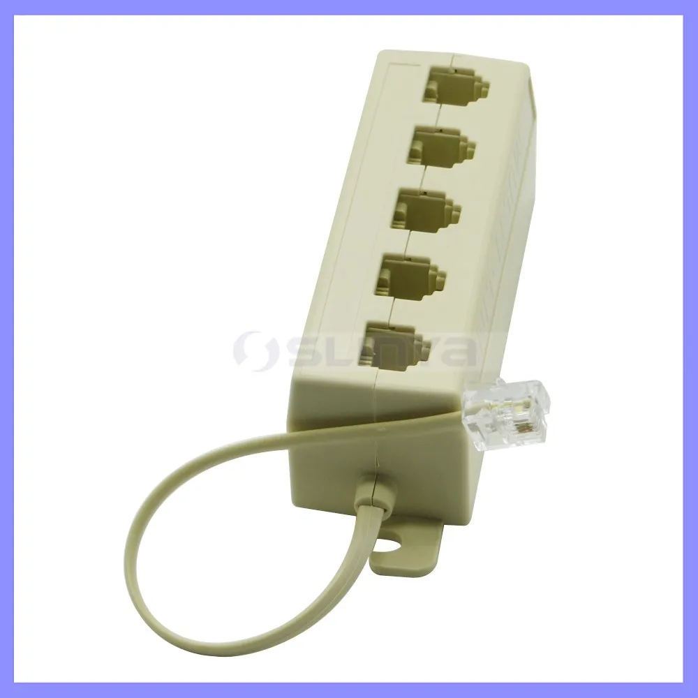 RJ11 6P4C Multi-line Telephone Splitter Adapter (1x 6P4C Plug to 5x ...