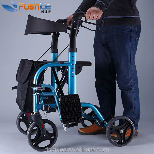 Euro Style Aluminum Rollator - Adjustable & Detachable