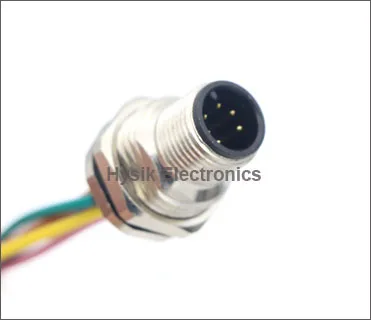 M12 Male Connector 6 Pin Solder Connector Ip67 Back Fasten Wire ...