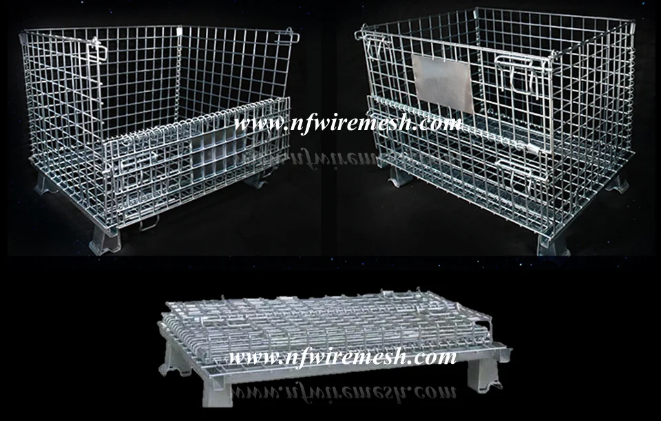 Wire Mesh Pallet For Stacking Folding Warehouse Cage Container Storage ...