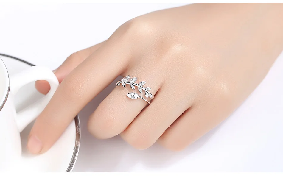 CZCITY Luxury Gold Plated Leaf Shaped 925 Sterling Silver Rings