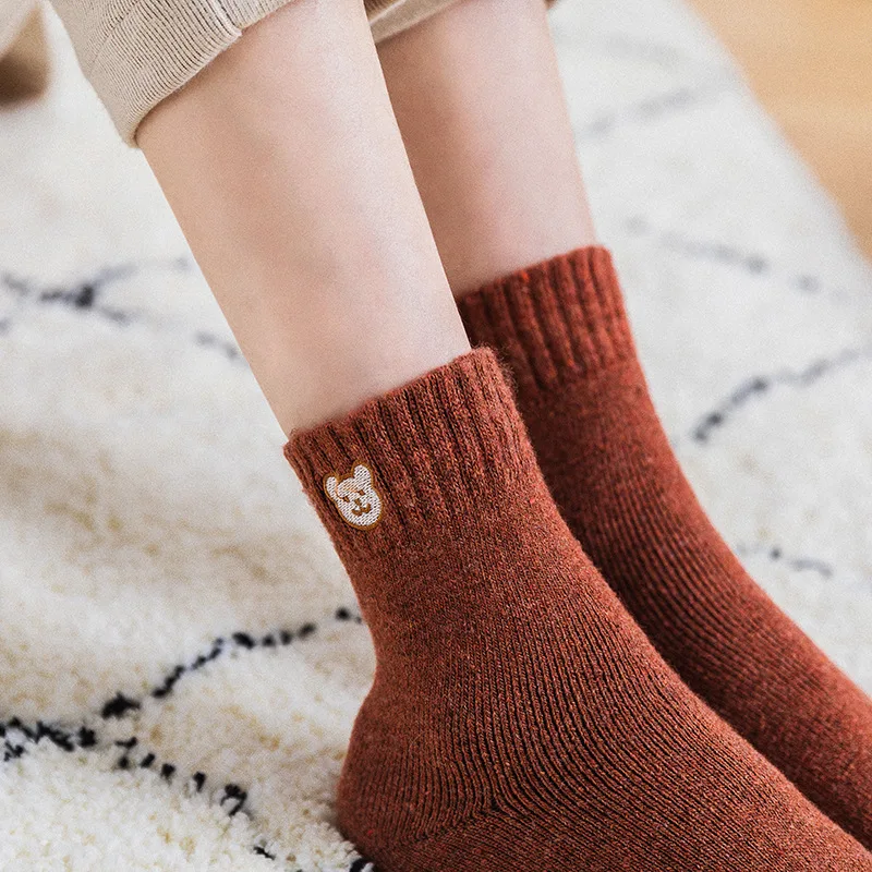 10 Solid Winter White Cartoon Bear Thermal Warm Soft Cozy Women's Thick ...