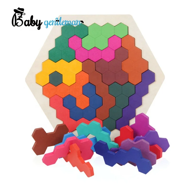 Best Design Kids Educational Diy Wooden Hexagonal Block Puzzle With ...