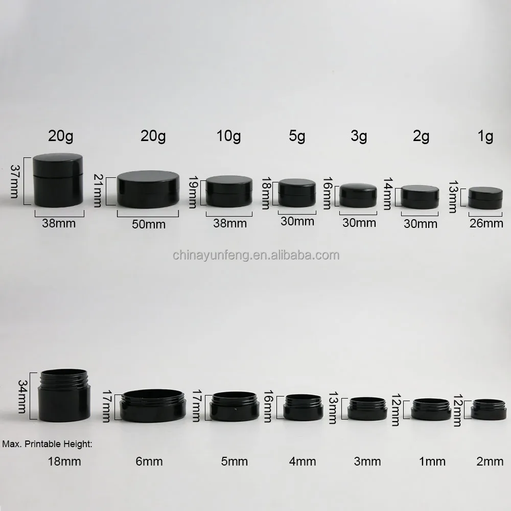 Wholesale Black PET Plastic Cosmetic Jars with Lids