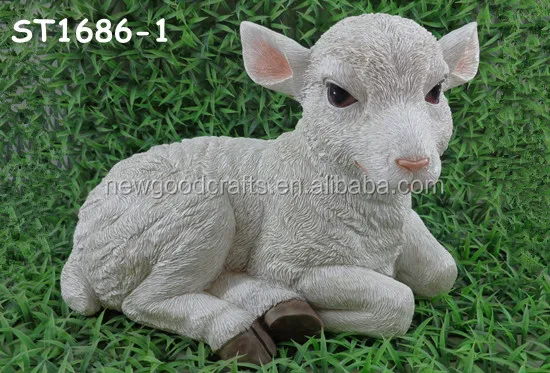 White Resin Sitting Sheep And Lamb Figurine Sculpture Animal Ornament ...
