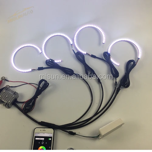 Retrofit Car Light Flow sk6812 RGBW E46 Headlight Projector LED Angel ...