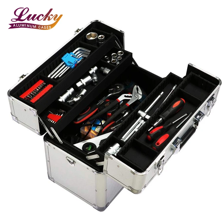 Lockable Aluminum Case Tool Box Storage Case for Electrician Technician ...