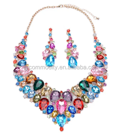 rope multi color rhinestone necklace set minimalist necklace| Alibaba.com