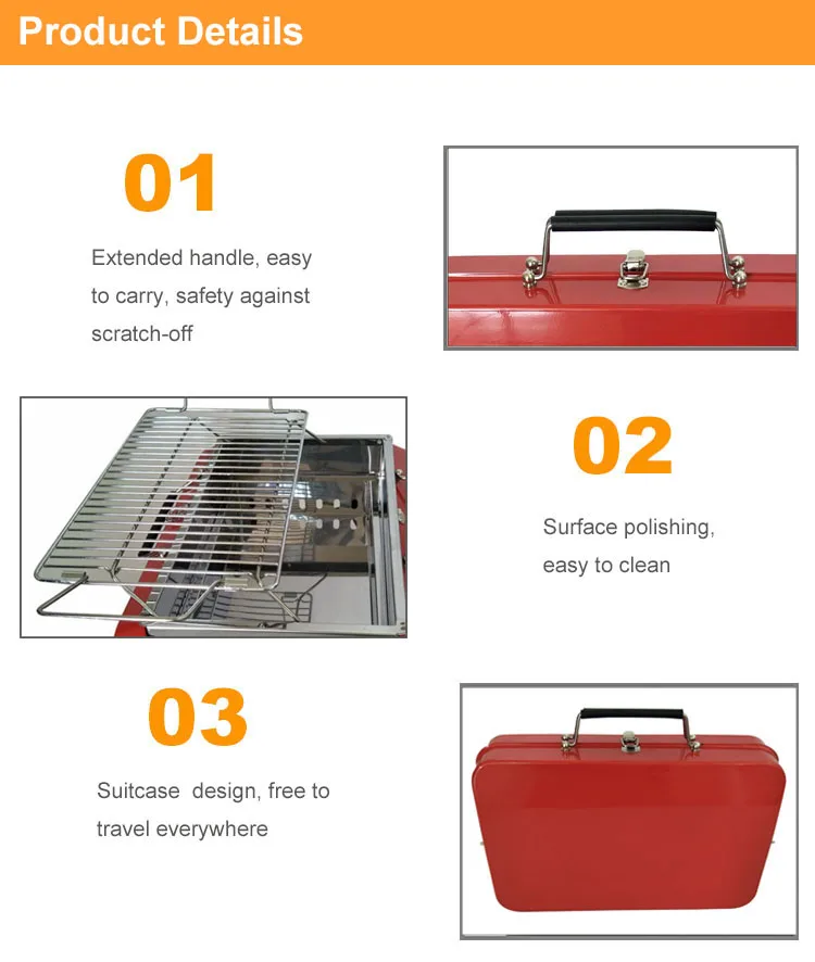 Outdoor Tabletop Charcoal Barbecue Grill Folding Portable Briefcase Bbq ...