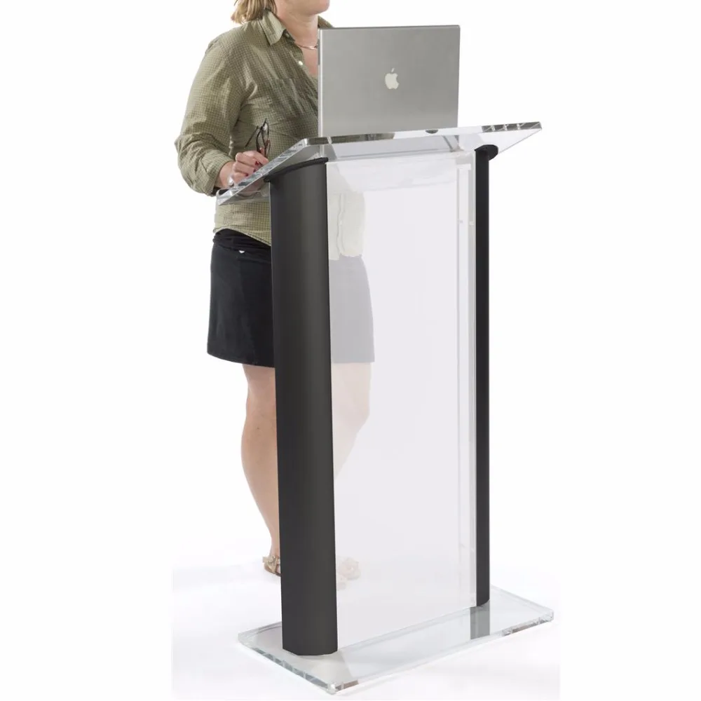 Front Panel Transparent Acrylic Pulpit Modern Podium With Black ...