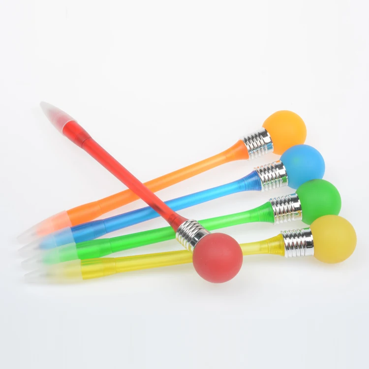 Promotional Plastic Multicolored Led Light up Glitter Flashing Bulb Pen ...
