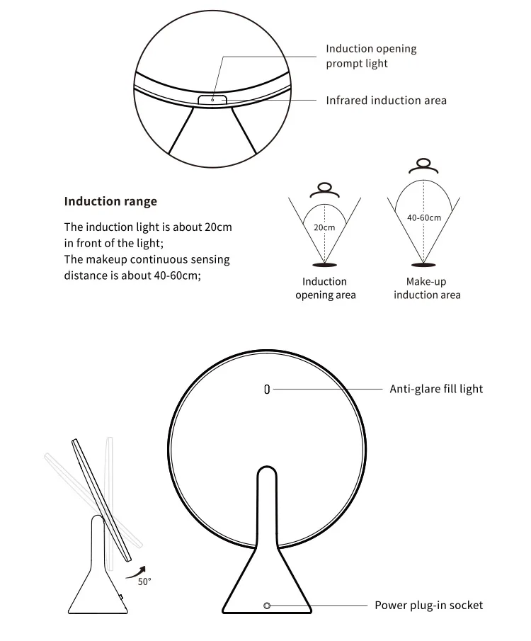 Big Round Infrared Sensor Led Mirror Light for Makeup| Alibaba.com