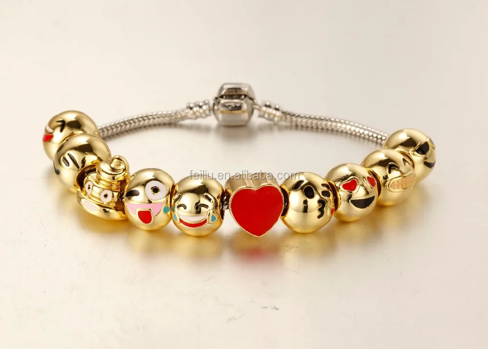 10 Beads Emoji Emoticon Smiley Charm Bracelet Supplier - Buy Emoji ...