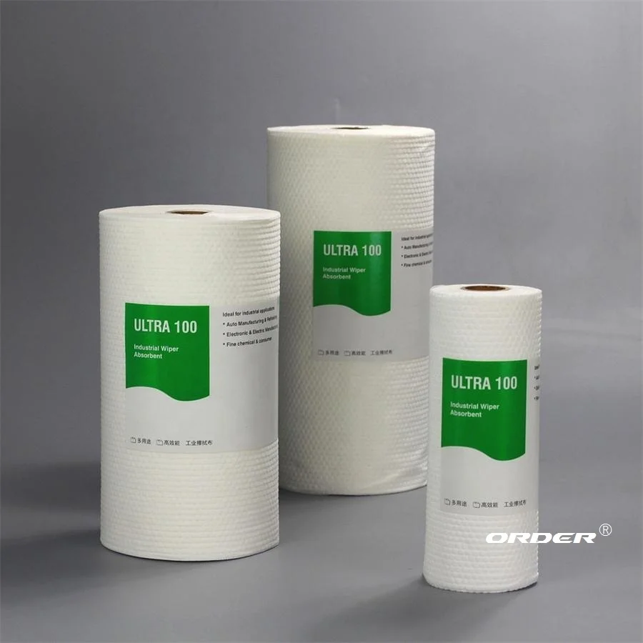 White Small Spunlaced Fibers Of Wood Pulp Pp Perforated Roll Workshop ...