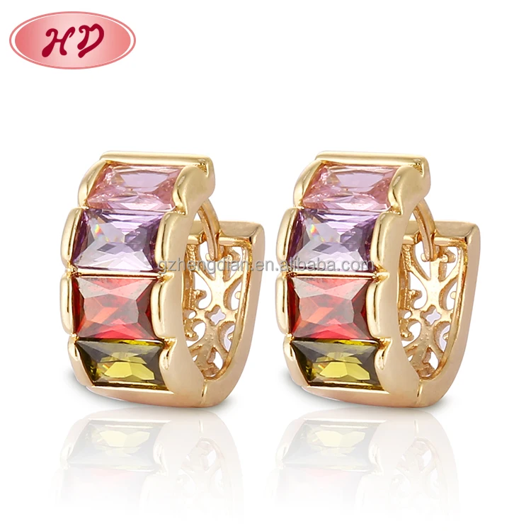 gold plating colored self piercing hoop earrings