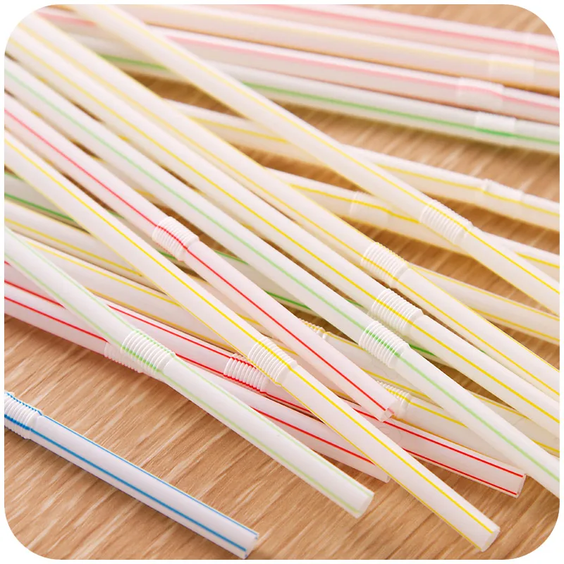 Disposable Flexible Plastic Straws for Slush Party Beverages