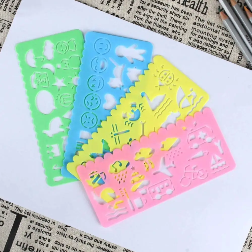 Colorful DIY Art Plastic Drawing Stencils Kits for Kids