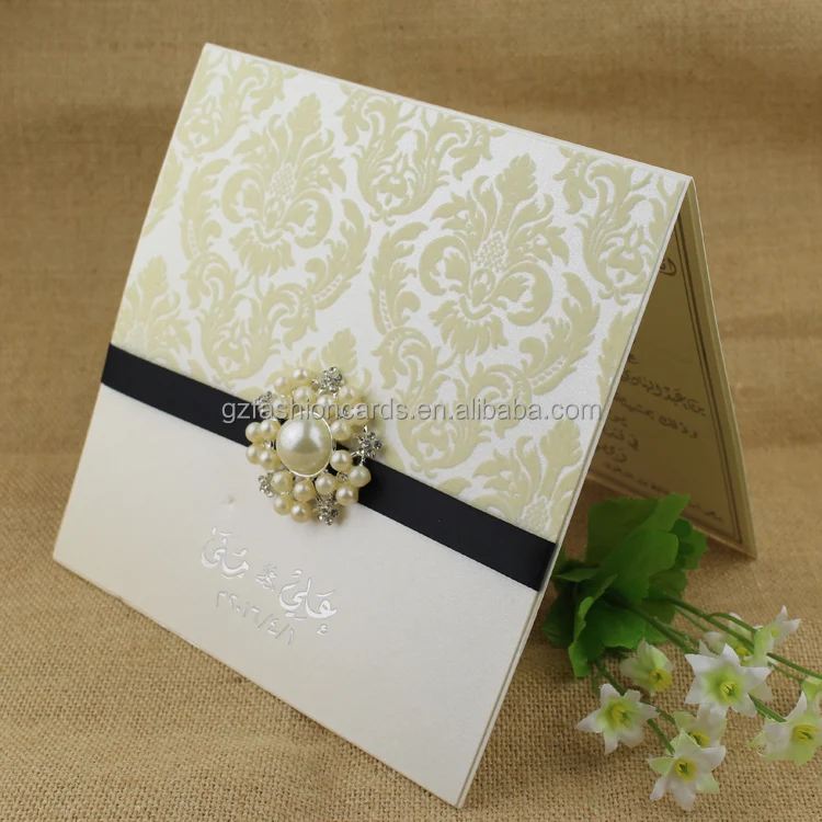 Custom Chic Cream Color Flocking Square Wedding Invitation Models - Buy ...
