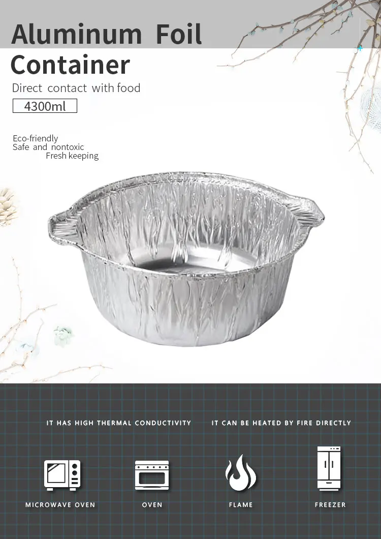 Container Cooking Pot with Cover Take Away Aluminum Foil Food Packing ...