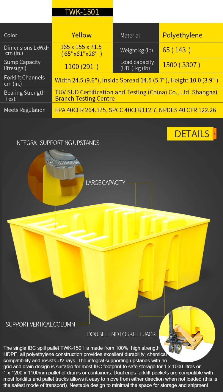 Ibc Spill Containment Pallet Stackable Secondary System 4 Drum Big ...
